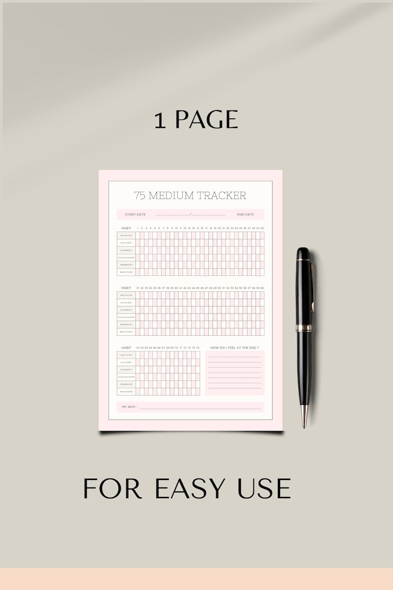 75 Medium Challenge Tracker Fitness Workout Tracker 75 Medium, the ...