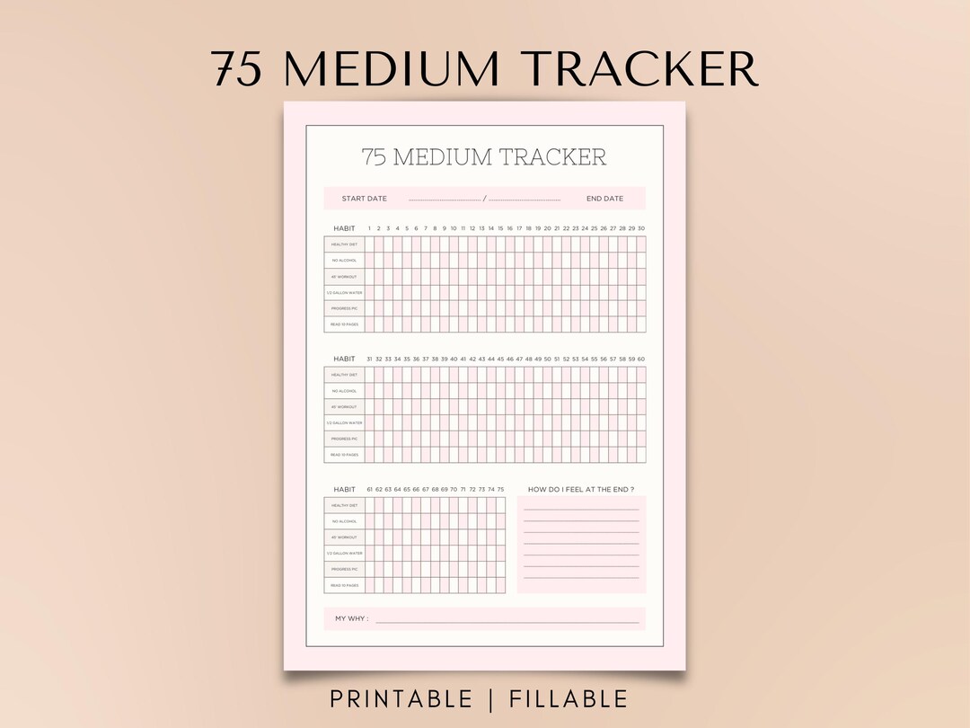 75 Medium Challenge Tracker Fitness Workout Tracker 75 Medium, the ...