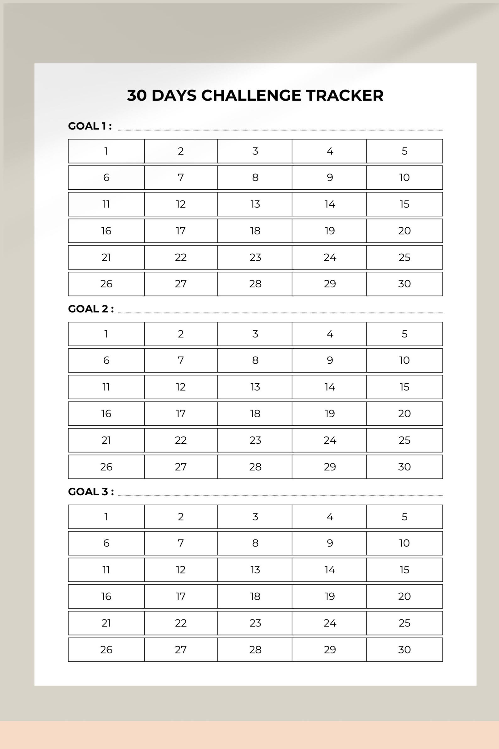 30 Days Challenge Tracker Set 3 Goals for January New Year Resolution ...