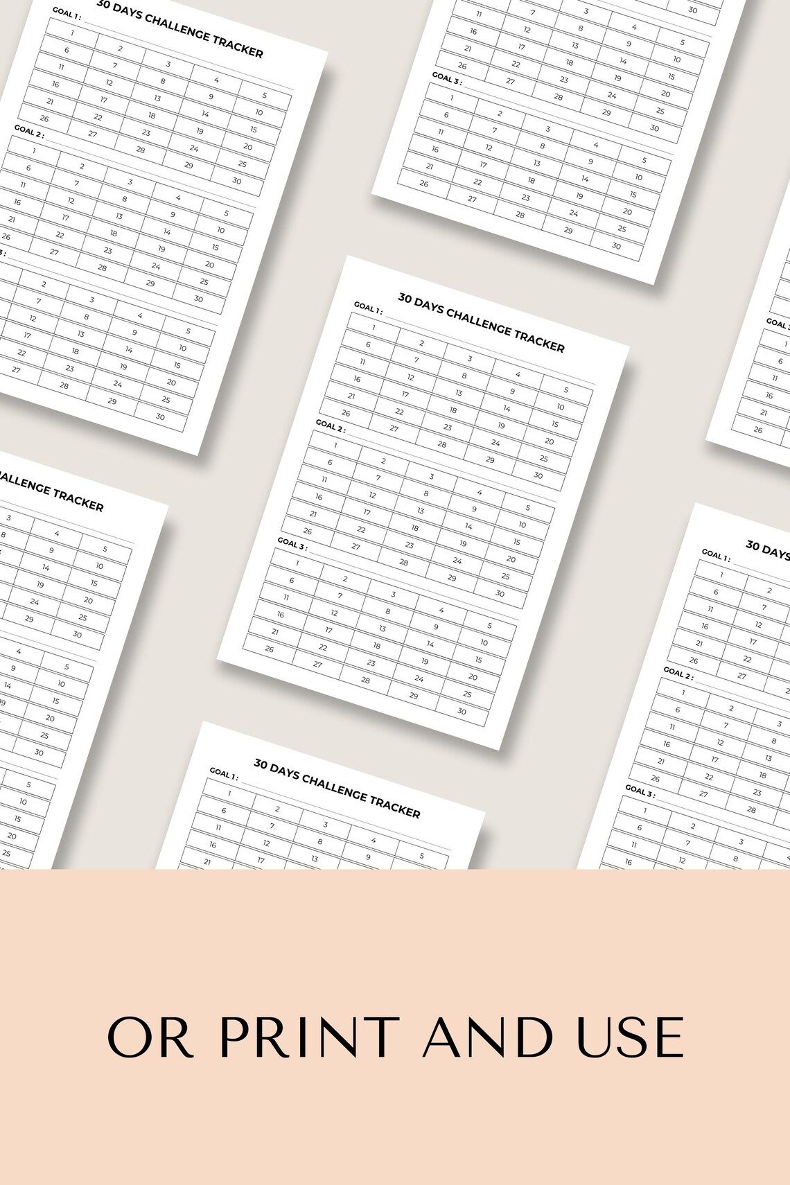 30 Days Challenge Tracker Set 3 Goals for January New Year Resolution ...