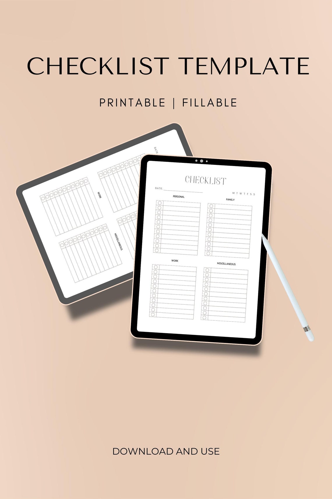 Printable Checklist Template Fillable to Do List Minimalist Log ...