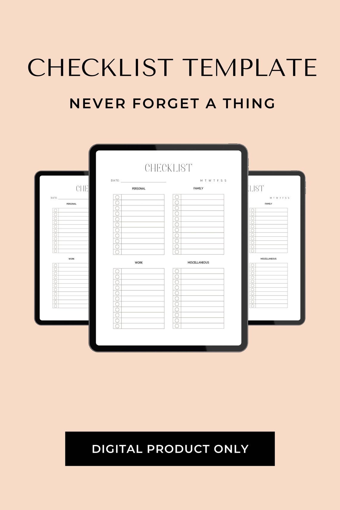 Printable Checklist Template Fillable to Do List Minimalist Log ...