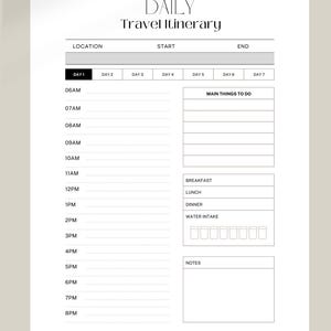 Travel Itinerary Template, Printable Travel Research Vacation Log ...