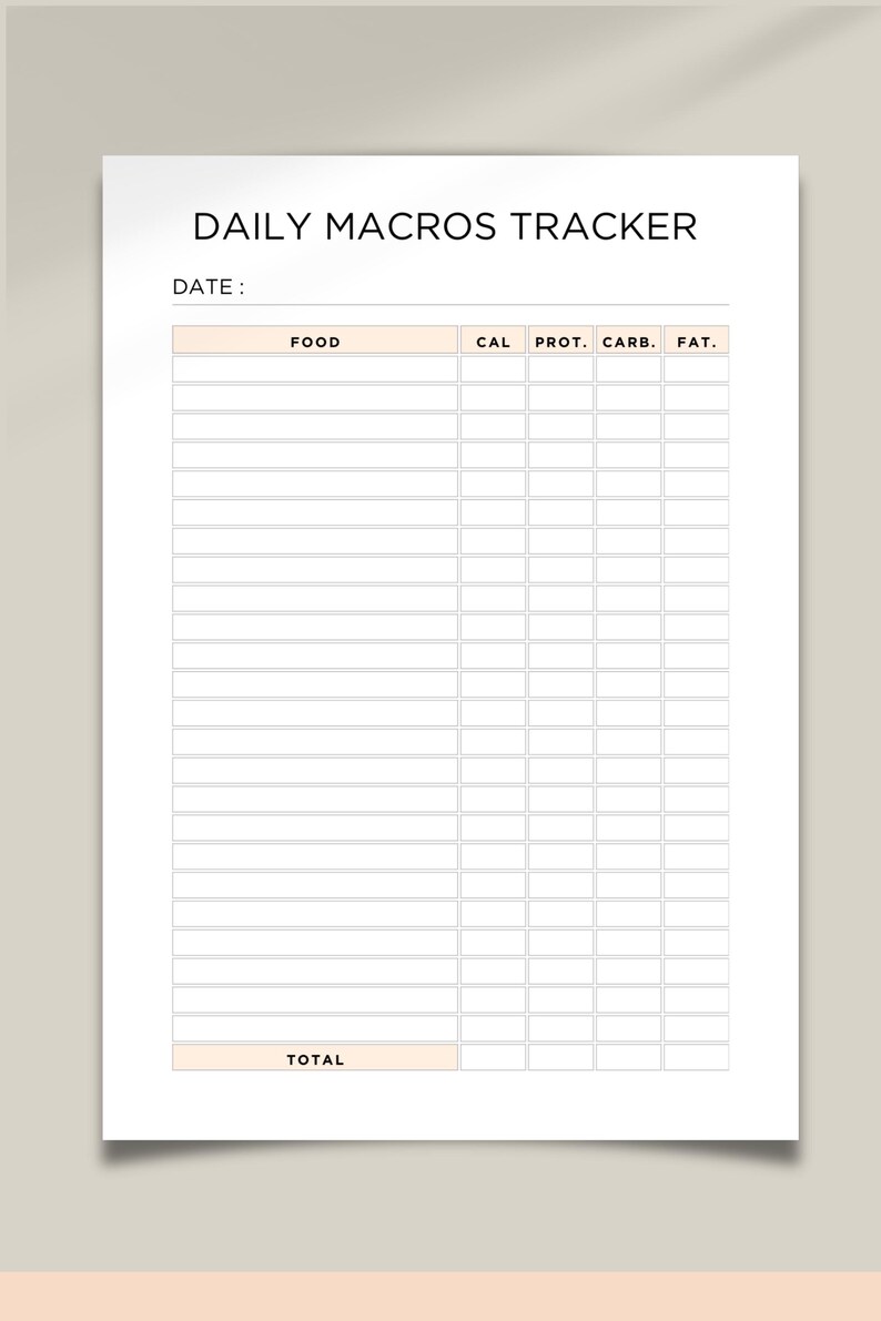 Daily Macro Tracker: Printable Food Journal (PDF) - Etsy