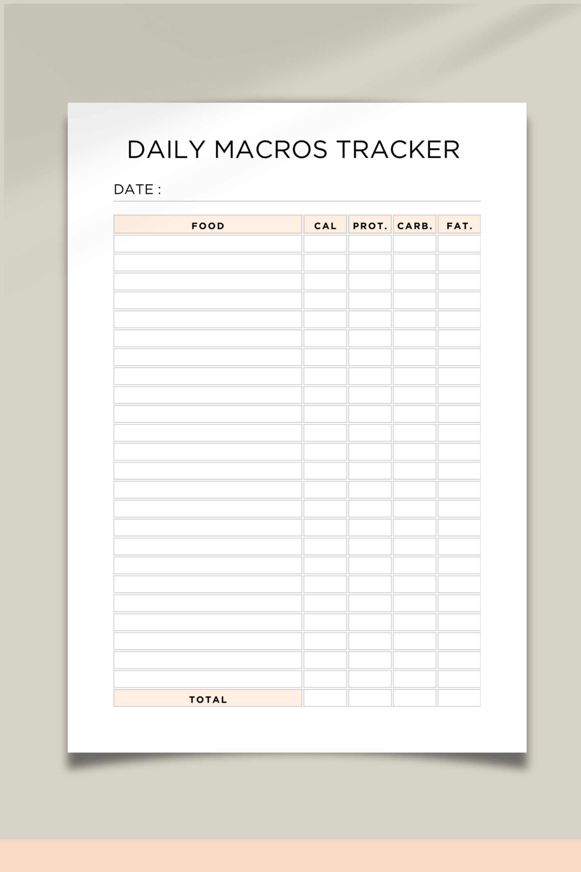 Daily Macro Tracker: Printable Food Journal (PDF) - Etsy