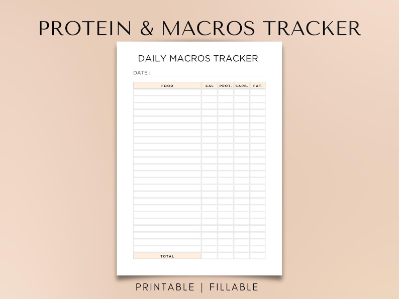 Daily Macro Tracker: Printable Food Journal (PDF) - Etsy