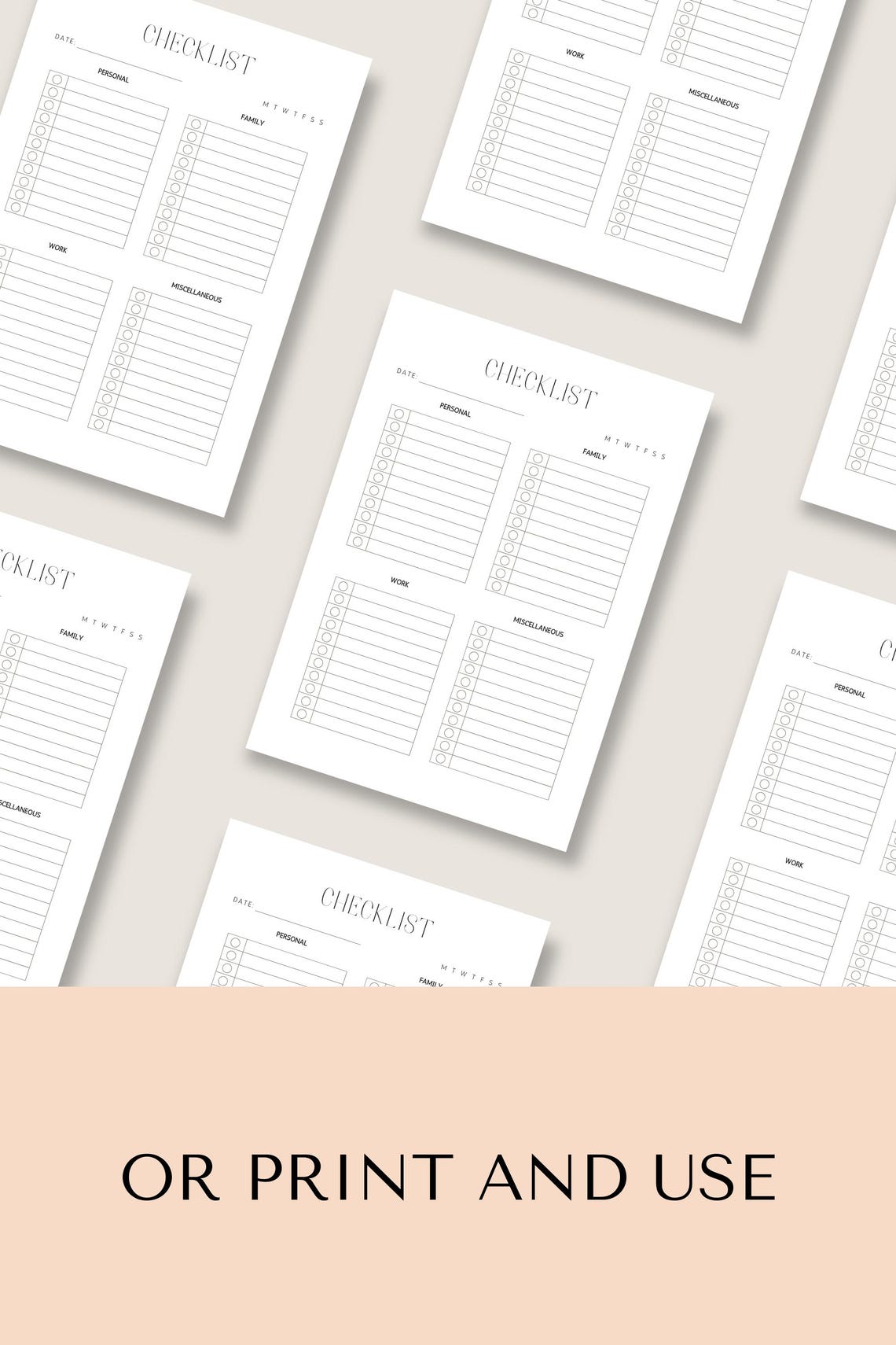 Printable Checklist Template Fillable to Do List Minimalist Log ...