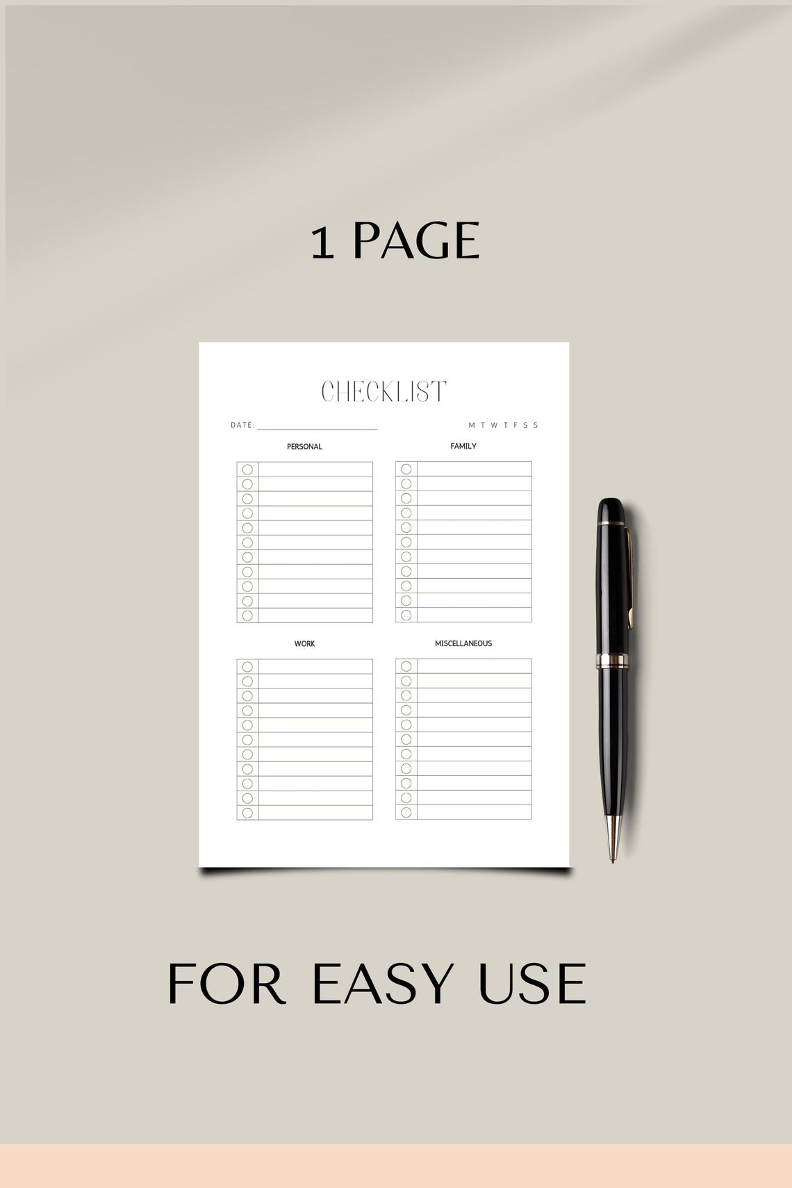 Printable Checklist Template Fillable to Do List Minimalist Log ...