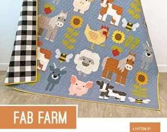 Fab Farm Quilt Pattern EH069 by Elizabeth Hartman Two Sizes - Etsy