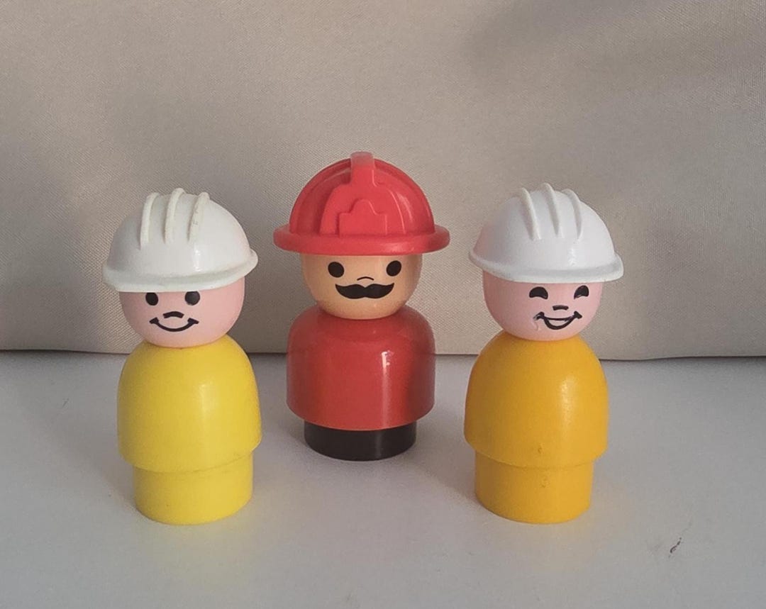 Plastic Fisher Price Big People Figures Construction/firefighter Series ...
