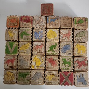 Vintage 1 and 5/8 Inch Wooden Interlocking Blocks - Etsy
