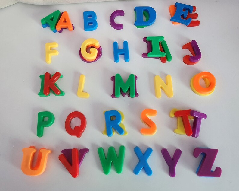 Vintage Alphabet Magnets With Board - Etsy