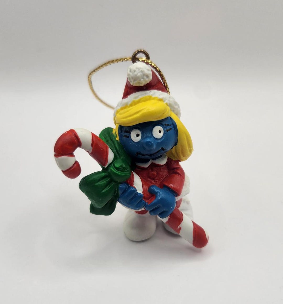 Vintage Smurfette With Candy Cane Ornament - Etsy