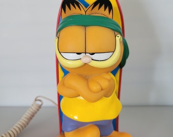 1981 GARFIELD Phone Eyes Open / Close Tyco Telephone Jim Davis PVC 80's ...
