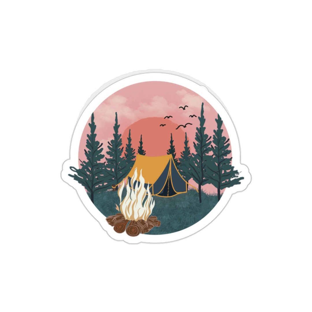Mountain Camping Sticker Campsite Nature Sticker Camping Laptop Sticker ...