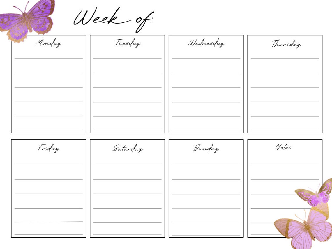 Butterfly Weekly Planners - Etsy