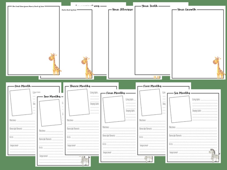 Printable Baby Book - Zoo Animals, Jungle Animals - Etsy