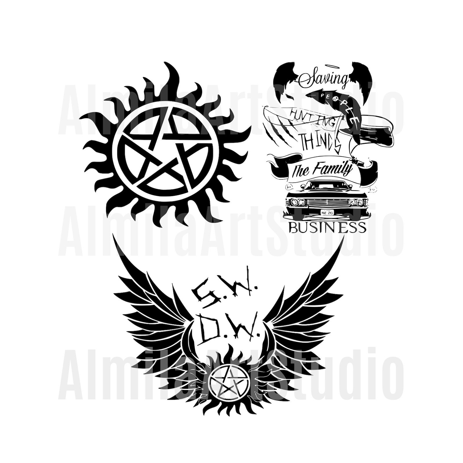 Supernatural Svg Bundle Winchester Svg Png Dxf Eps Pdf Digital Download ...