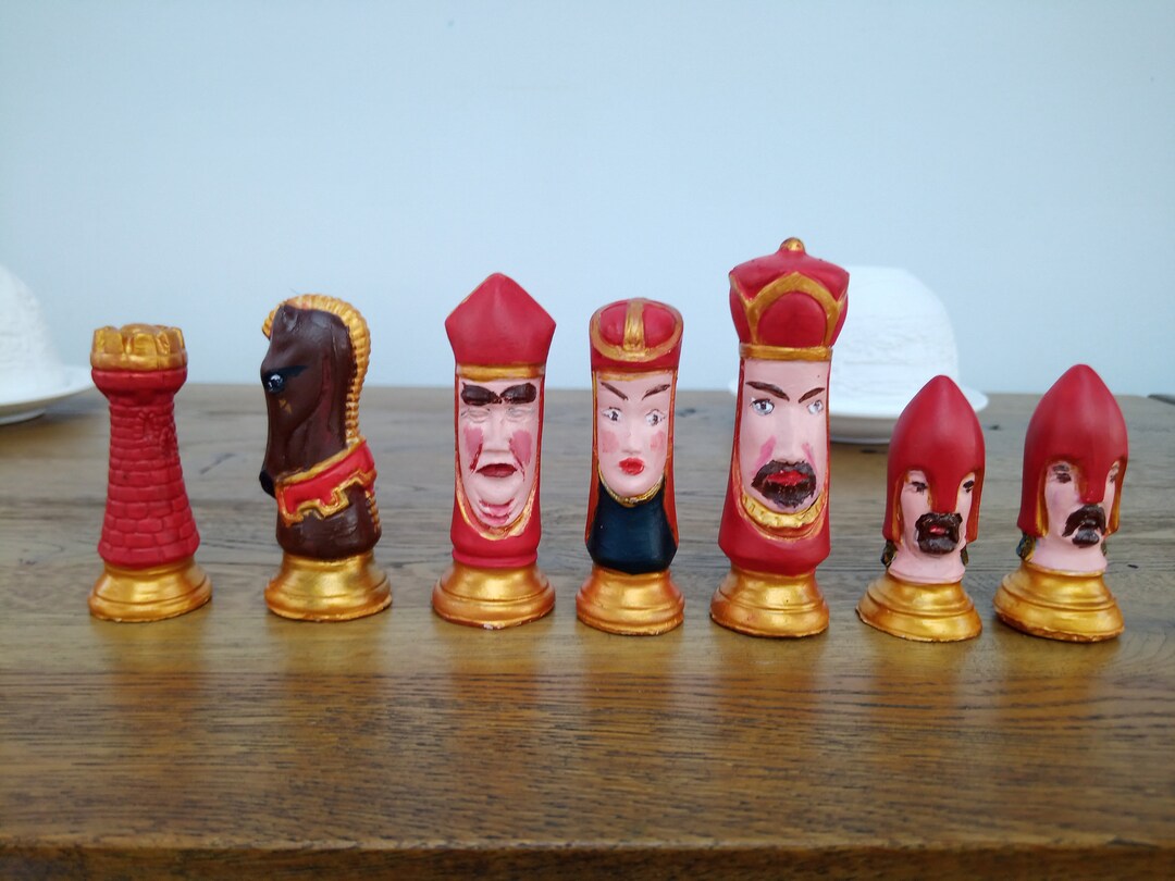 Custom-made Chess Set Gothic Heads Handmade and Hand-painted ( Pieces ...