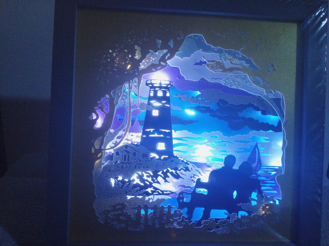 Lighthouse Night Light Coastal Scene Illuminated Wall Art - Etsy