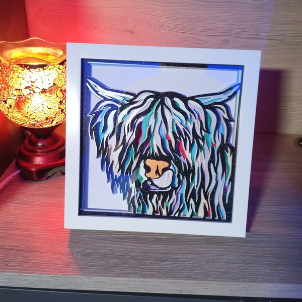 Shadow Box Svg Highland Cow - Etsy