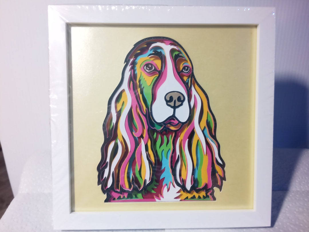 Spaniel, Dog Multi Coloured, Multi Layered Shadow Box - Etsy