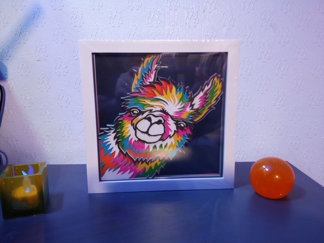 Multi Colured and Layered Llama Shadow Box - Etsy