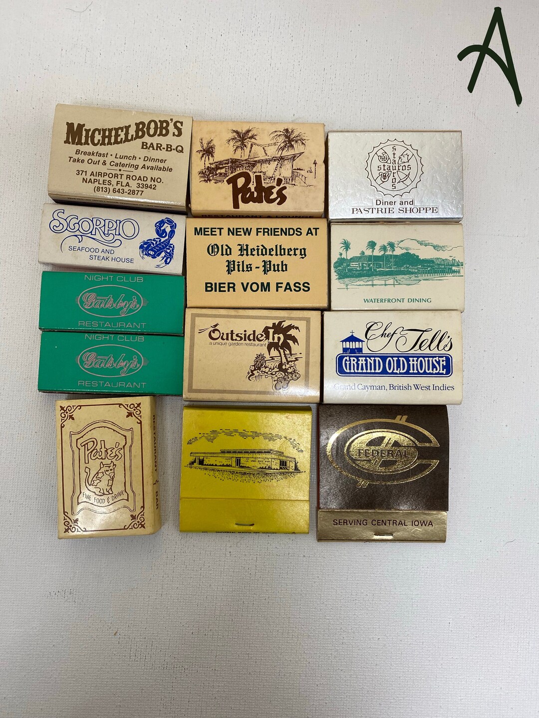 Vintage 1960s-90s Matchbook Collection Set of 6 Restaurant Matchbooks ...
