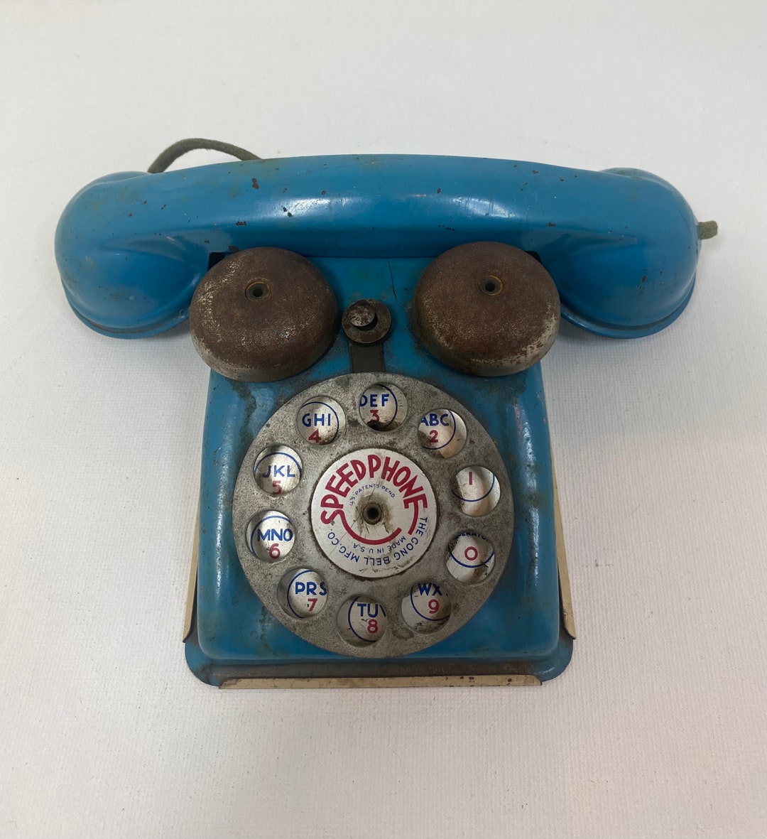 1950s Speedphone Blue Metal Toy Rotary Phone With Bell – Vintage ...