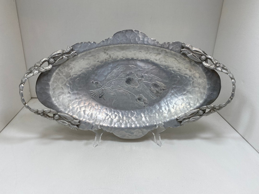 1950s Rodney Kent Hand-wrought Aluminum Bread Tray 404 With Tulip Motif ...