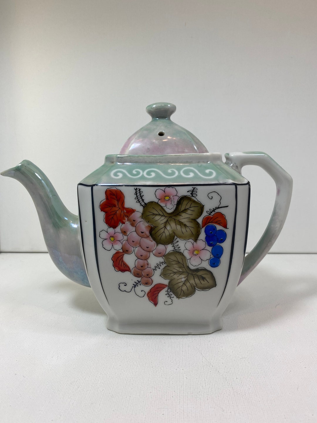 Iridescent Lusterware Teapot Elegant Vintage Decor - Etsy