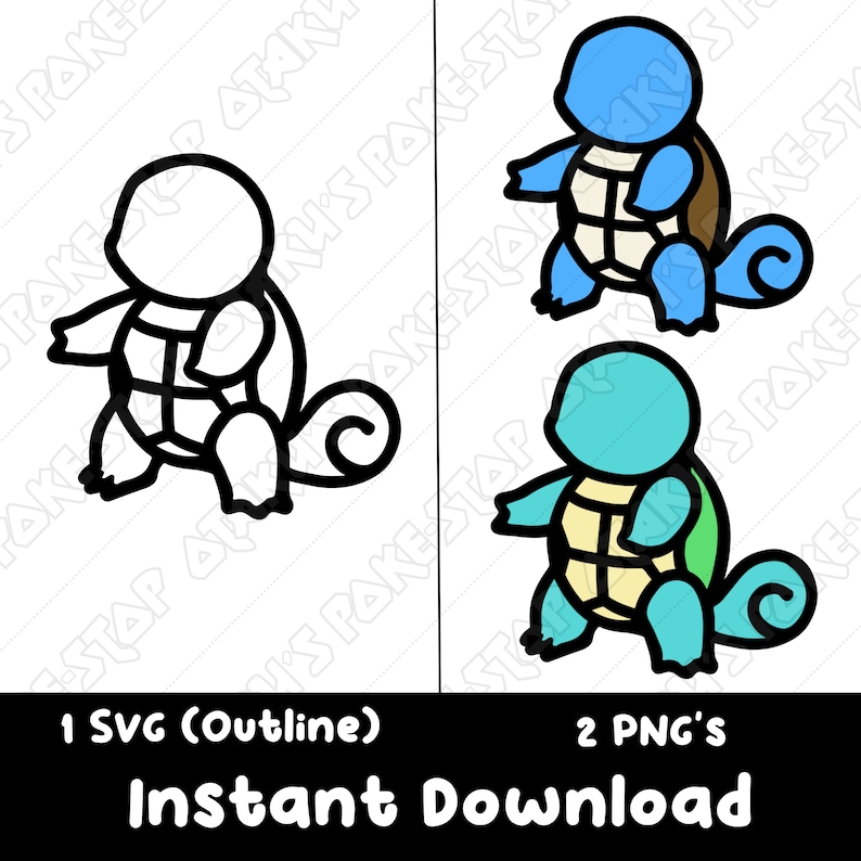 Pokemon SVG, Pokemon PNG, Archivo Squirtle SVG, contorno svg, Cricut ...