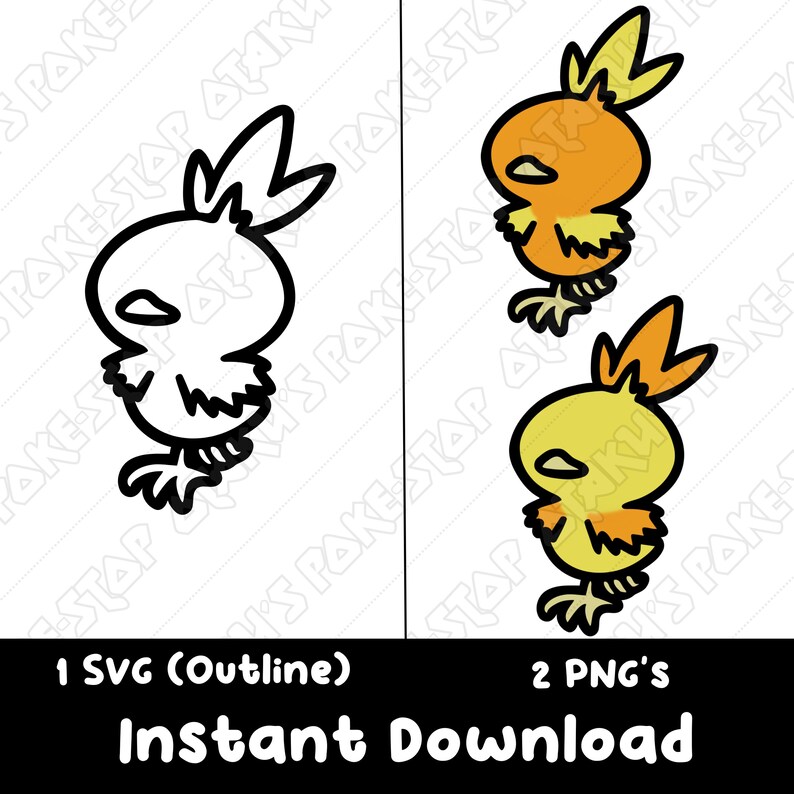 Pokémon SVG, Pokémon PNG, Archivo SVG Torchic, contorno svg, Cricut ...