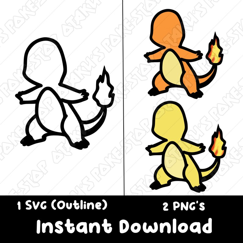 Pokémon SVG, Pokémon PNG, Charmander SVG File, Svg Outline, Cricut ...