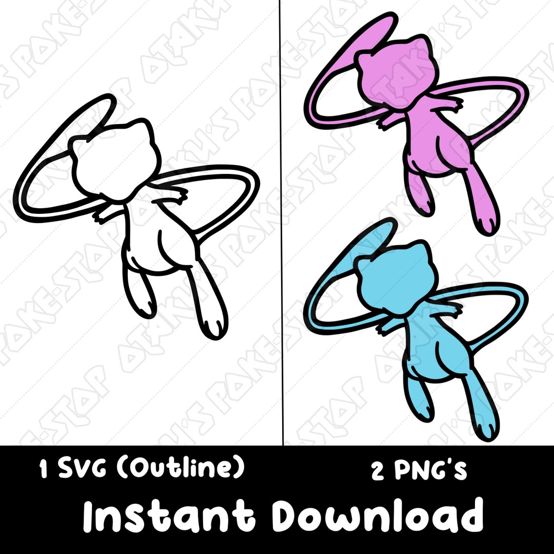 Pokemon SVG, Pokemon PNG, Mew SVG File, Svg Outline, Cricut, Silhouette ...