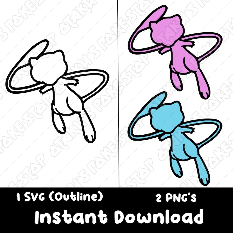 Pokémon SVG, Pokémon PNG, Mew SVG File, Svg Outline, Cricut, Silhouette ...