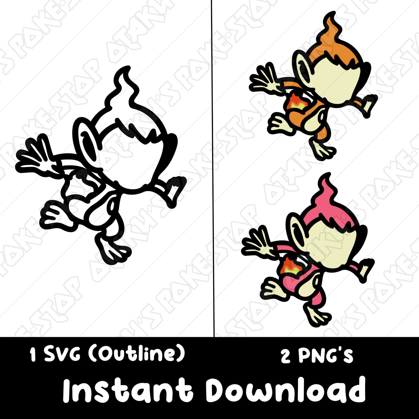 Pokemon SVG, Pokemon PNG, Chimchar SVG File, Svg Outline, Cricut ...