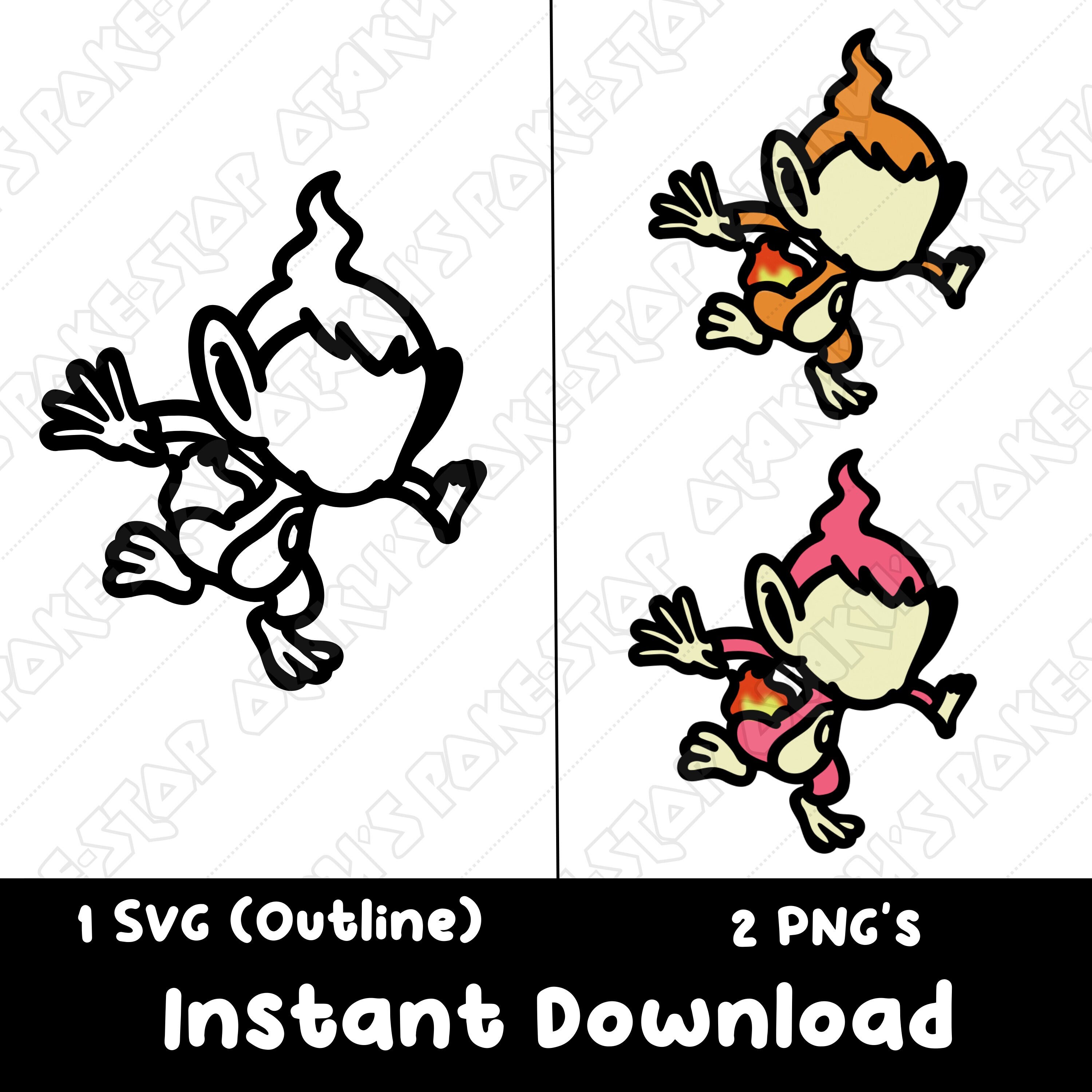 Pokemon SVG, Pokemon PNG, Chimchar SVG File, Svg Outline, Cricut, Silhouette, Instant Download ...