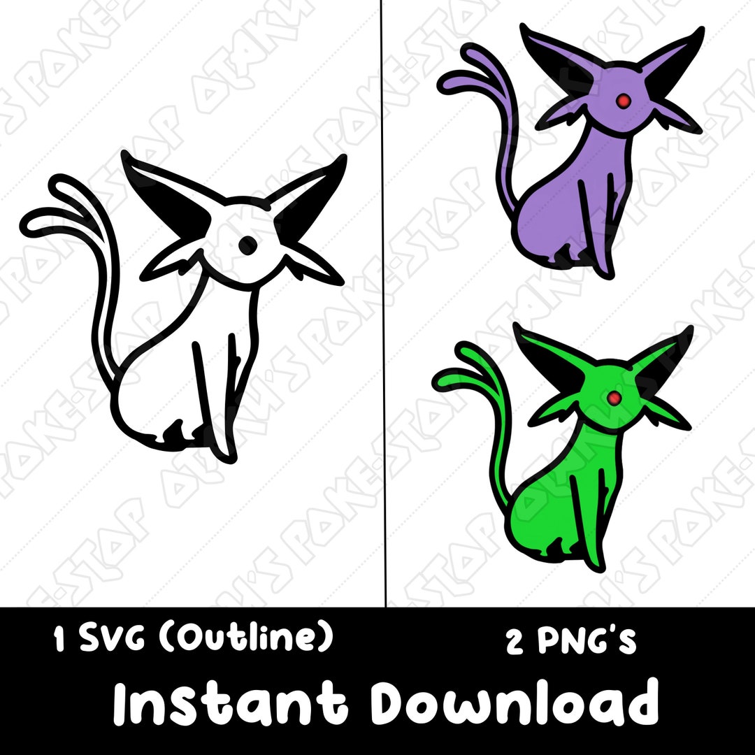 Pokemon SVG, Pokemon PNG, Espeon SVG File, Svg Outline, Cricut ...