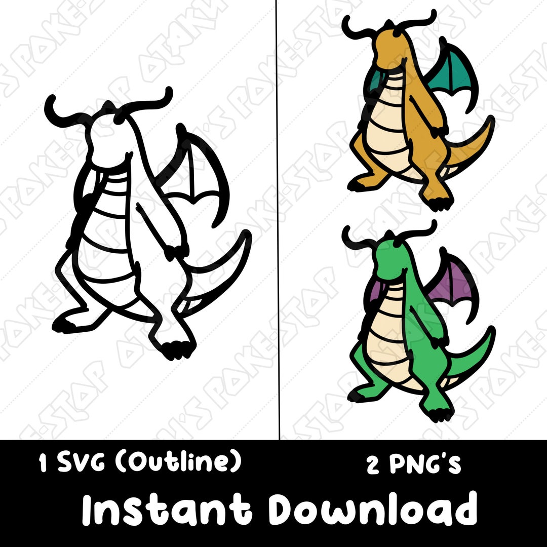Pokemon SVG, Pokemon PNG, Dragonite SVG File, Svg Outline, Cricut ...