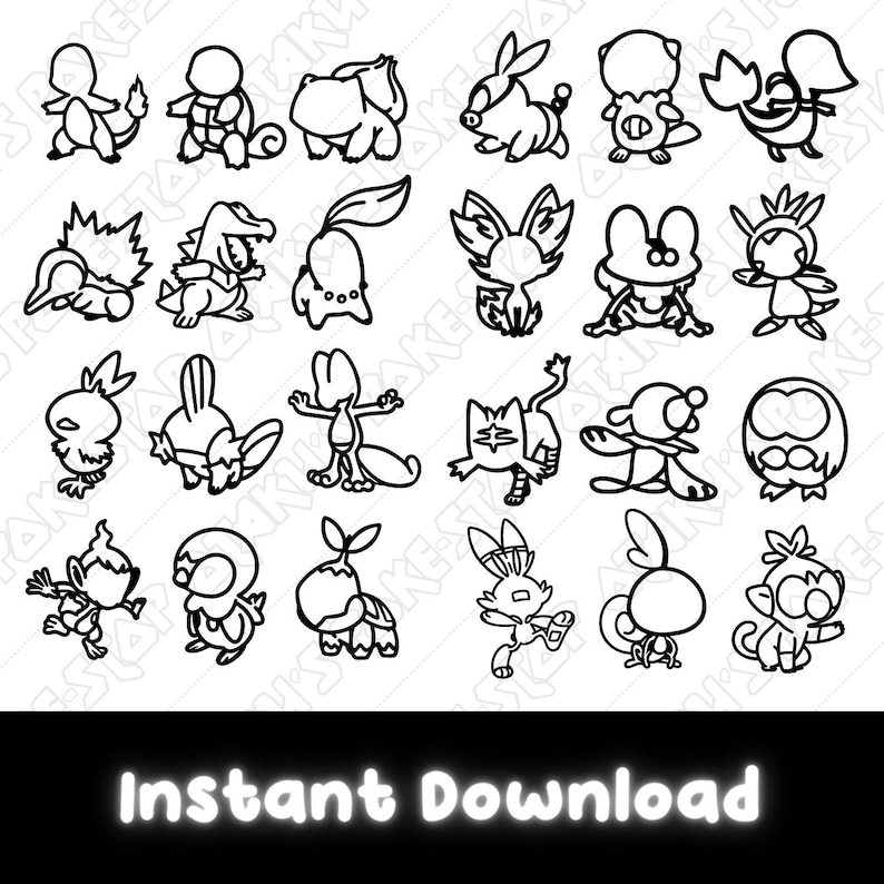 Pokemon SVG, Pokemon SVG Bundle, Cartoon SVG Outline, Pikachu SVG ...