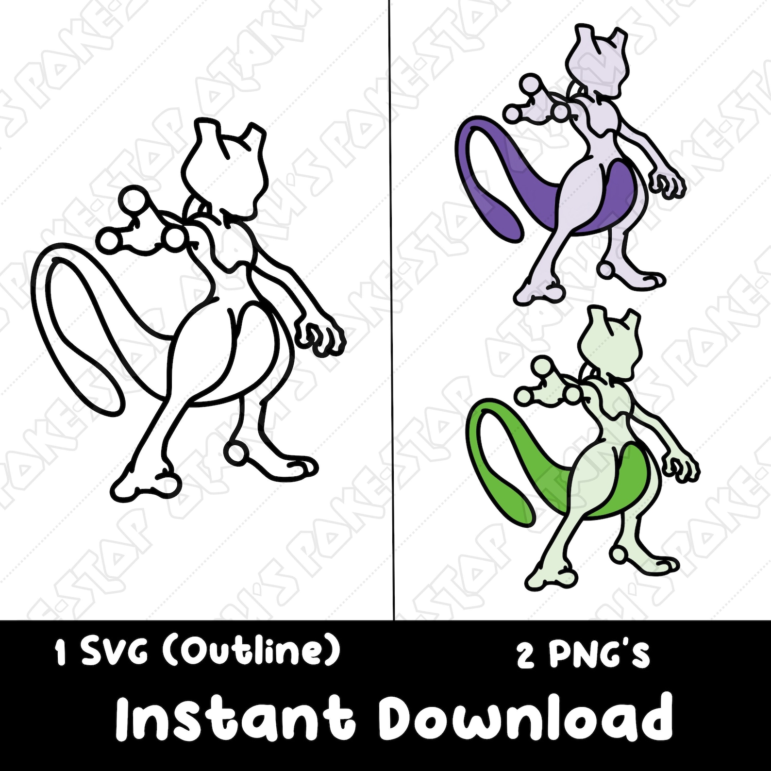 Pokemon SVG, Pokemon PNG, Mewtwo SVG File, Svg Outline, Cricut ...
