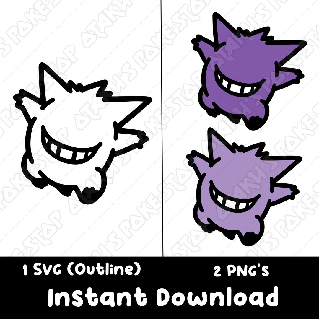 Pokémon SVG, Pokémon PNG, Gengar SVG File, Svg Outline, Cricut ...