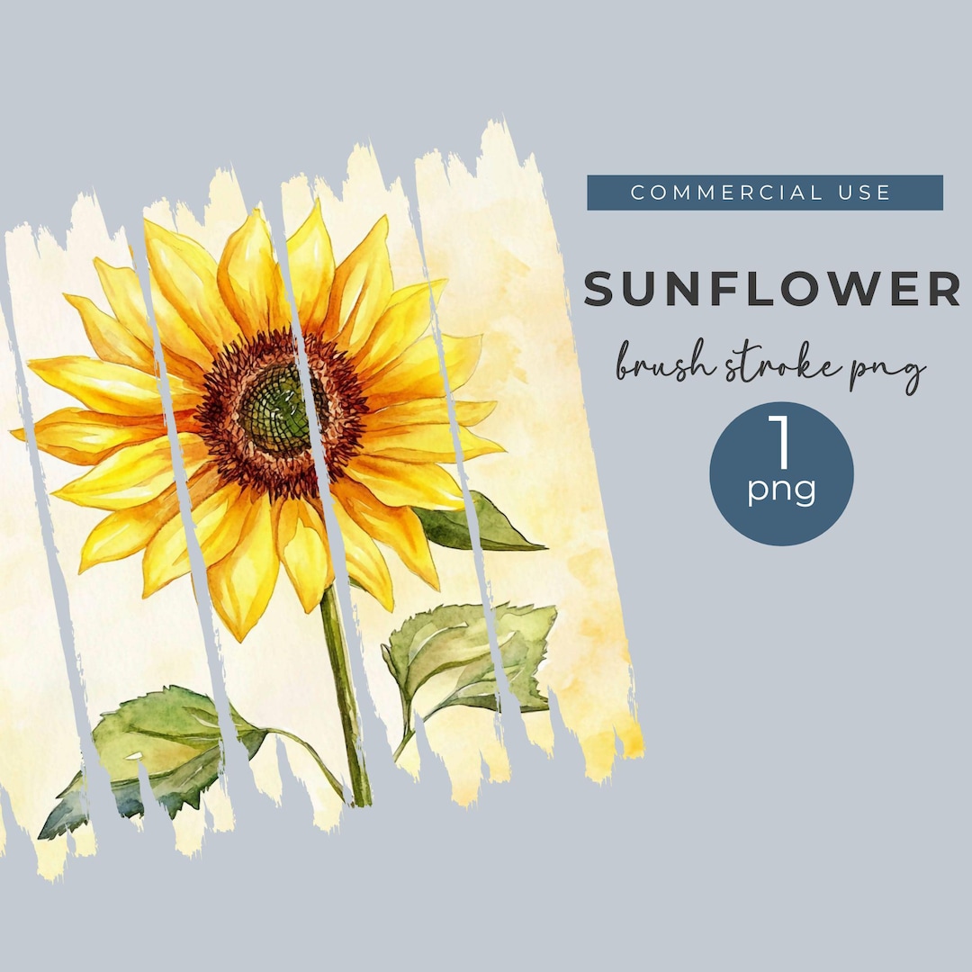 Sunflower Brush Stroke Png, Watercolor Yellow Sunflower Clipart,brush ...