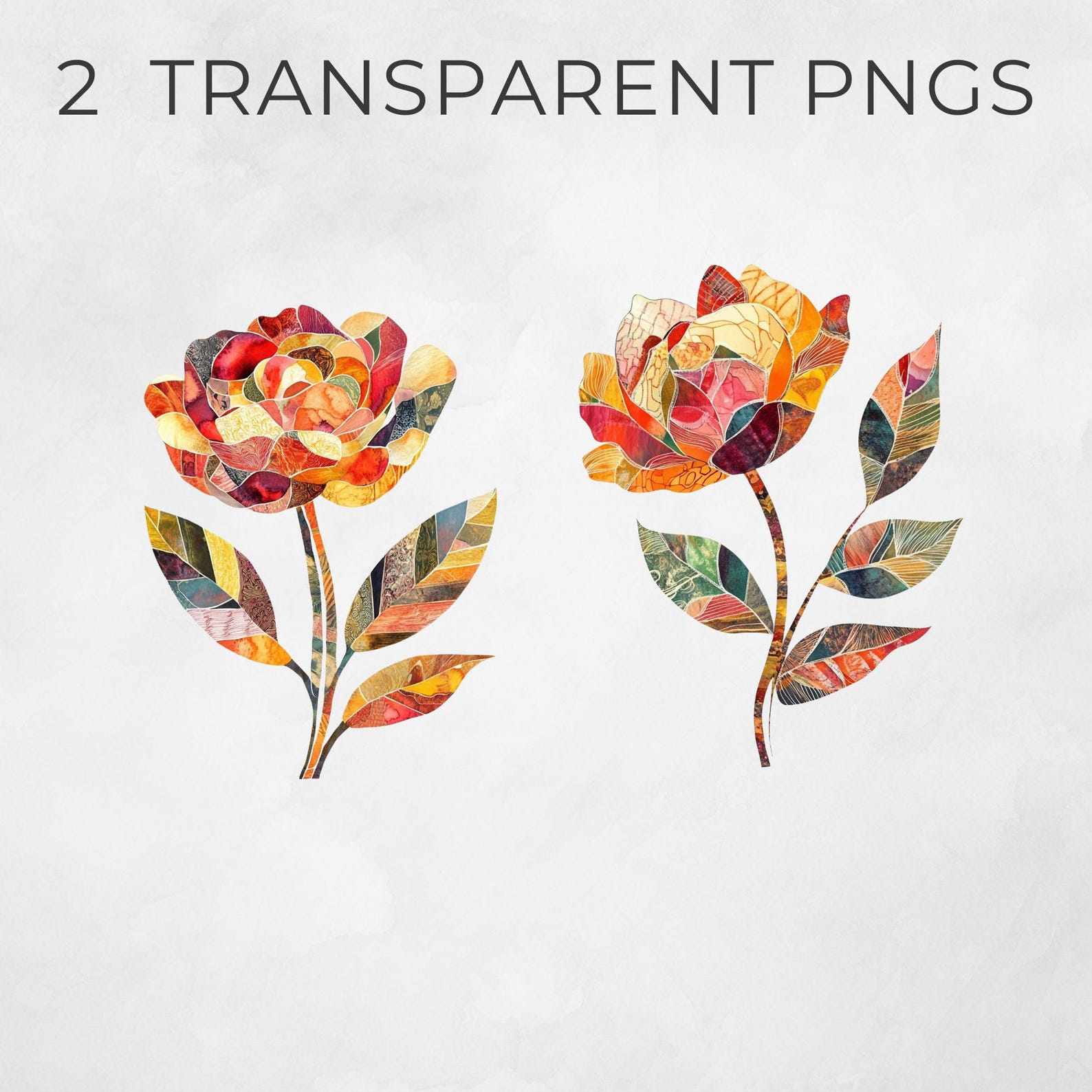 Flower Patchwork Clipart, Watercolor Flower Transparent Png, Commercial ...