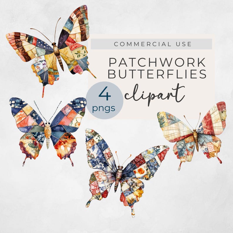 Patchwork Butterfly Clipart, Watercolor Butterfly Transparent Png ...