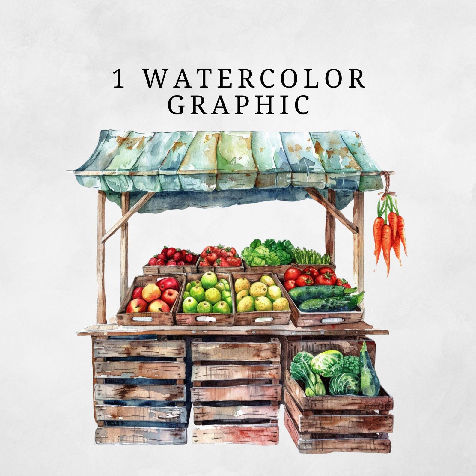 Farmer Market Stand Clipart, Fruits and Vegetables Png, Scrapbook ...