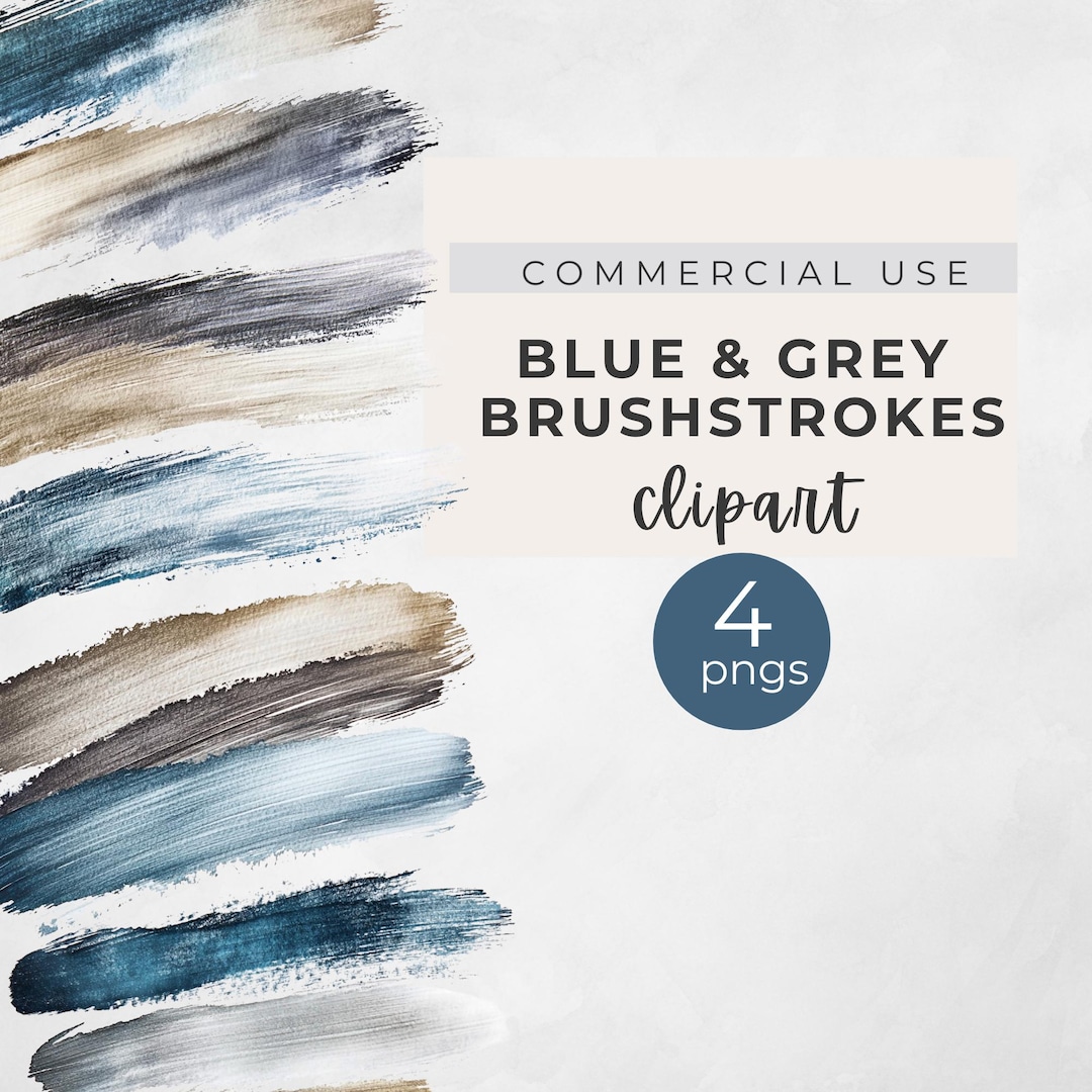 Blue and Grey Watercolor Brush Strokes Clipart, Brush Stroke Tshirt ...