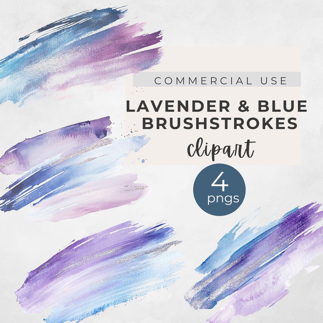 Lavender Blue Watercolor Brush Strokes Clipart, Brush Stroke Tshirt ...