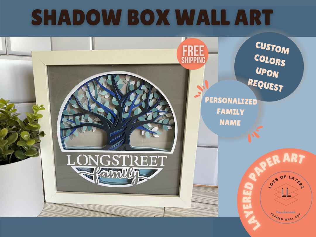 Personalized Family Tree Shadow Box, Family Tree Layered Paper Art ...